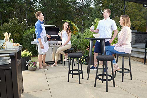 Keter Resin Backless 26” Counter Height Stools Set of 2 for Patio and Outdoor Bar Seating, Dark Grey