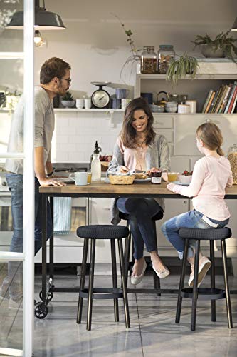 Keter Resin Backless 26” Counter Height Stools Set of 2 for Patio and Outdoor Bar Seating, Dark Grey