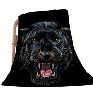 HGOD DESIGNS Animal Throw Blanket,Black Panther Roaring Tatto Design Soft Warm Decorative Throw Blanket for Bed Chair Couch Sofa 50"X60"