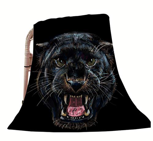 HGOD DESIGNS Animal Throw Blanket,Black Panther Roaring Tatto Design Soft Warm Decorative Throw Blanket for Bed Chair Couch Sofa 50"X60"