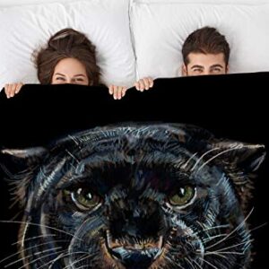 HGOD DESIGNS Animal Throw Blanket,Black Panther Roaring Tatto Design Soft Warm Decorative Throw Blanket for Bed Chair Couch Sofa 50"X60"