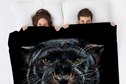 HGOD DESIGNS Animal Throw Blanket,Black Panther Roaring Tatto Design Soft Warm Decorative Throw Blanket for Bed Chair Couch Sofa 50"X60"