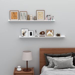 love furniture 47 Inch White Floating Shelves Wall Mounted Set of 2, Wall Mounted Wood Shelves for Bedroom, Living Room, Bathroom, Kitchen