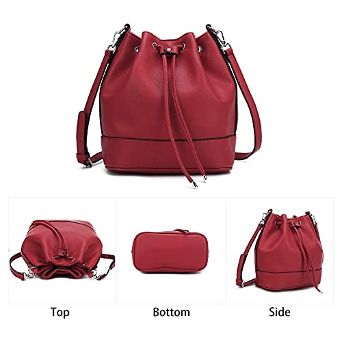 AFKOMST Bucket Bags and Purses For Women Drawstring Hobo and Shoulder Handbags with 2 Detachable Straps