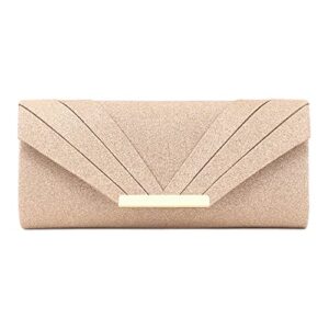 naimo womens sparkle paillette clutch bag evening bag purse for party cocktail wedding elegance envelope purse wallet bag (rose gold)