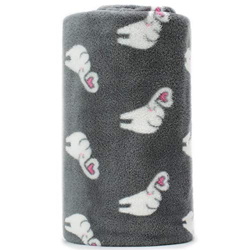 Blanket Throw Cute Dreaming Elephant Pattern Grey Background Soft Lightweight Coral Fleece for Baby 50 X 60in