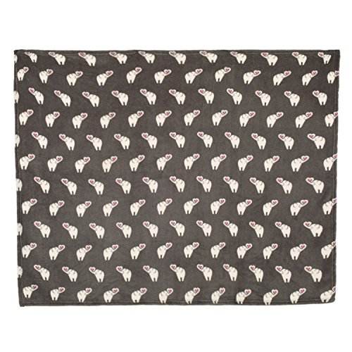 Blanket Throw Cute Dreaming Elephant Pattern Grey Background Soft Lightweight Coral Fleece for Baby 50 X 60in