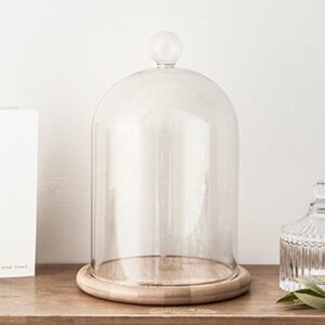 Lights4fun, Inc. Glass Cloche Bell Jar Display Dome with Bamboo Base - 9" x 6"