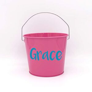 Personalized Name Pail - Choose The Color - Pail Bucket Basket for Girls and Boys