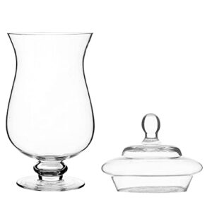 MyGift Clear Glass Apothecary Jars with Lid, Decorative Footed Vase, Candy Buffet Containers, Set of 3