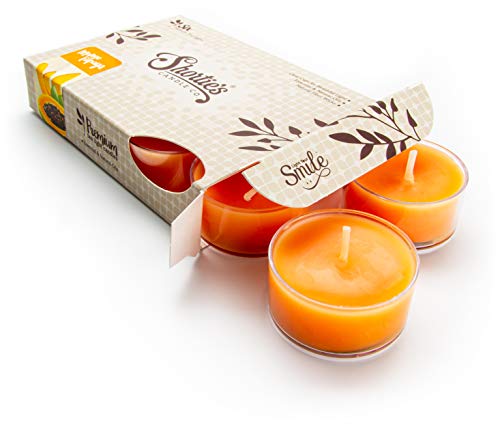 Mango & Papaya Premium Tealight Candles - 6 Orange Highly Scented Tea Lights - Beautiful Candlelight - Made in The USA - Fruit & Berry Collection