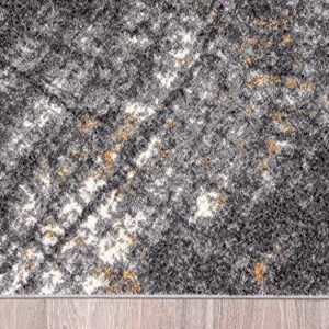 Abani Laguna Collection Grey, Yellow & Beige Contemporary Tree Ring Area Rug - 5'3" X 7'6" Modern Wood Style Accent Rug Rugs