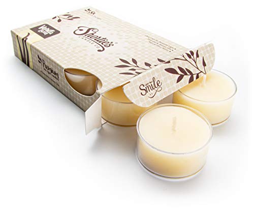 Vanilla Bean Premium Tealight Candles - 6 Beige Highly Scented Tea Lights - Beautiful Candlelight - Made in The USA - Bakery & Food Collection