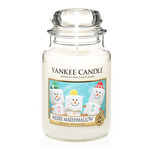 Yankee Candle Merry Marshmallow Scented, Classic 22oz Large Jar Single Wick Candle, Over 110 Hours of Burn Time