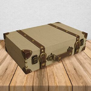 wald imports – set of 3 paperboard suitcases -decorative storage boxes – suitcase set for decoration, storage, and more (light tan canvas)