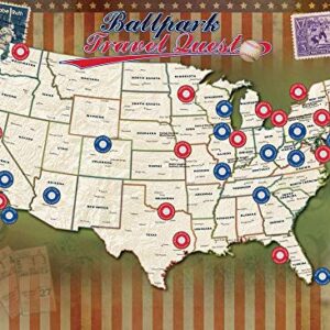 Map Your Travels Ballpark Travel Quest Poster Set | Laminated and Includes Stickers | 19"x26" | Made in the USA