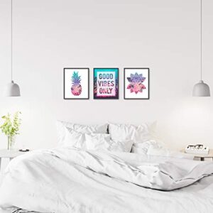 Brooke & Vine - Good Vibes Beach Teen Girl Room Wall Decor Art Prints - (UNFRAMED 8x10) VSCO Inspirational Wall Art, Motivational Quotes Posters for Kids, Tween Women Office Bedroom, Dorm, Desk (Pineapple Mandala Good Vibes Only)