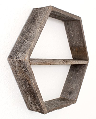 BarnwoodUSA | Rustic Wood Hexagon Shelf - 100% Up-Cycled Reclaimed Wood