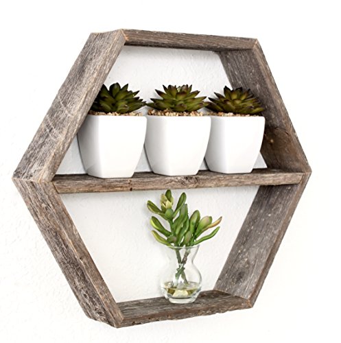 BarnwoodUSA | Rustic Wood Hexagon Shelf - 100% Up-Cycled Reclaimed Wood