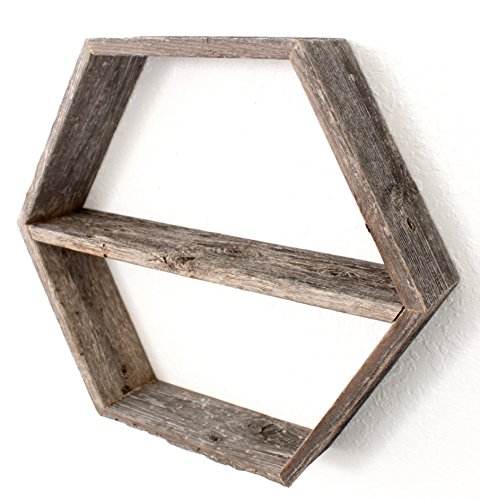 BarnwoodUSA | Rustic Wood Hexagon Shelf - 100% Up-Cycled Reclaimed Wood