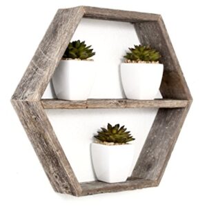 BarnwoodUSA | Rustic Wood Hexagon Shelf - 100% Up-Cycled Reclaimed Wood