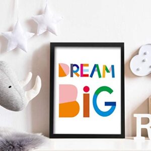 HPNIUB Framed Watercolor Words Inspirational Quote Art Print Set of 3 (8”X10”)-Ready to Hang-Motivational Typography Canvas Painting，Believe in Yourself- Dream Big- Be Kind Print for Classroom Decor