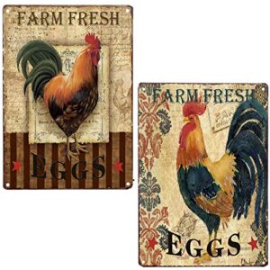 tisoso farm fresh eggs retro vintage metal tin signs bar restaurant kitchen country home decor farm decorative signs 2pcs-8x12inch