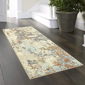 maples rugs southwestern stone distressed abstract non slip runner rug for hallway entry way floor carpet [made in usa], 2 x 6, multi