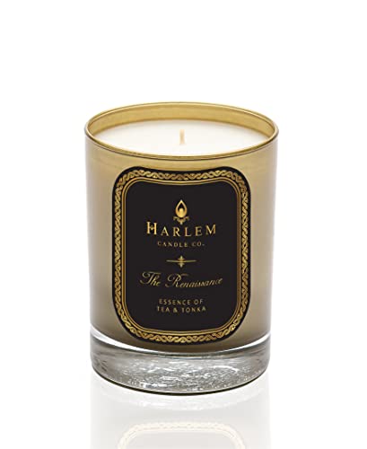 Harlem Candle Company Renaissance Luxury Scented Candle in Gold 12 oz Glass Jar, Single Wick, Handpoured Soy Wax, Gift Box, Scents of Yuzu, Cardamom, Tonka Bean, Heliotrope and Orchid Blossoms