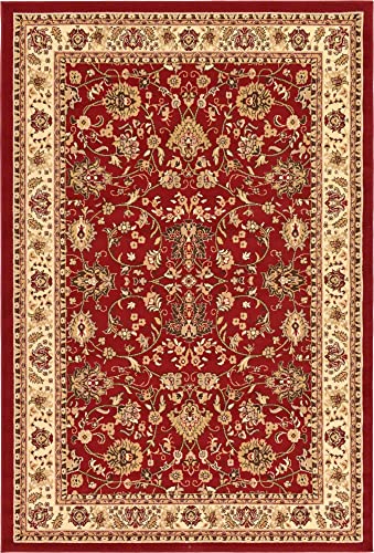 Unique Loom Sialk Hill Collection Traditional Persian Inspired Floral Area Rug, 6 ft x 9 ft, Burgundy/Ivory