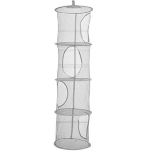 gnc33ouhen 4 layers mesh hanging clothes toys storage rack basket bins folding sundries organizer grey