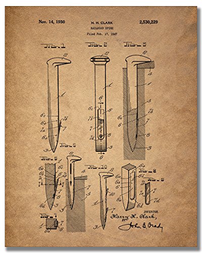 Railroad Train Patent Prints - Set of 6 (8 inches x 10 inches) Photos Locomotive Railway