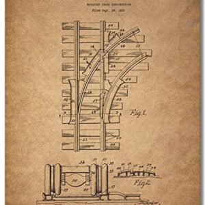 Railroad Train Patent Prints - Set of 6 (8 inches x 10 inches) Photos Locomotive Railway