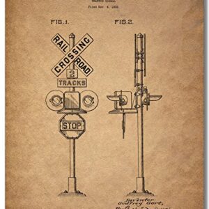 Railroad Train Patent Prints - Set of 6 (8 inches x 10 inches) Photos Locomotive Railway