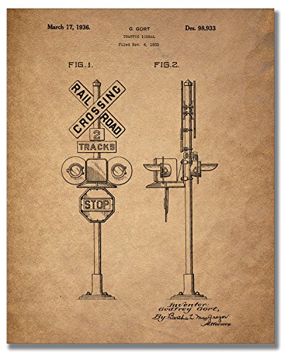 Railroad Train Patent Prints - Set of 6 (8 inches x 10 inches) Photos Locomotive Railway