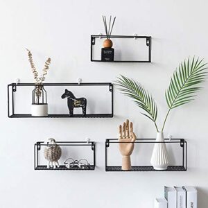 floating shelves wall mounted wrought iron wall shelf room racks floating box shelf home deco flower frame plant holder wall hanging organizer display shelf(m 39×14.5cm)