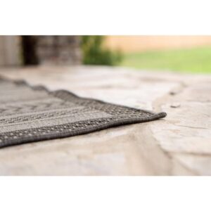 Unique Loom Outdoor Border Collection Transitional Indoor & Outdoor Casual Striped Tonal Moroccan Area Rug, 2 ft 2 in x 3 ft, Gray/Dark Gray