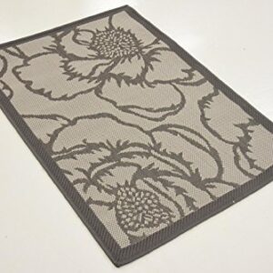 Unique Loom Botanical Collection Floral, Bohemian, Border, Coastal, Indoor and Outdoor Area Rug, 2 ft 2 in x 3 ft, Gray/Light Gray