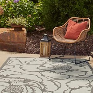 Unique Loom Botanical Collection Floral, Bohemian, Border, Coastal, Indoor and Outdoor Area Rug, 2 ft 2 in x 3 ft, Gray/Light Gray