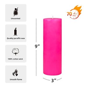 Zest Candle Pillar Candle, 3 by 9-Inch, Hot Pink