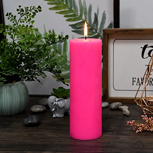 Zest Candle Pillar Candle, 3 by 9-Inch, Hot Pink