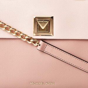 Michael Kors Sylvia Tri-Color Satchel Bag, Soft Pink/Light Cream/Fawn