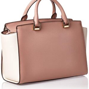 Michael Kors Sylvia Tri-Color Satchel Bag, Soft Pink/Light Cream/Fawn