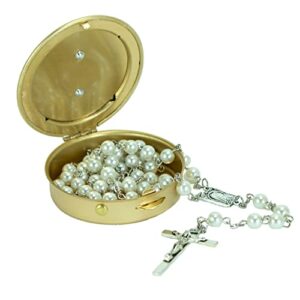 Cathedral Art Confirmation Pearl Rosary and Keepsake Box Gift Set, Confirmation Gifts for Boys and Girls, by Abbey & CA Gift, White