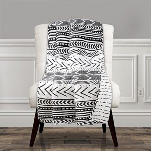 lush decor, black & white hygge geo throw, 60″ x 50″