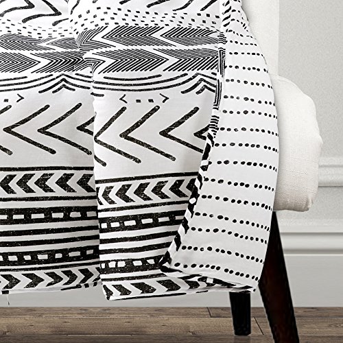 Lush Decor, Black & White Hygge Geo Throw, 60" x 50"