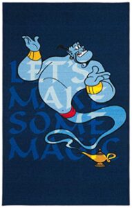 safavieh machine washable slip resistant collection 2′ 3″ x 3′ 9″ blue/light blue inspired by disney aladdin – genie kids bedroom nursery playroom area rug