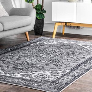 nuloom sara medallion area rug, 5′ x 8′, grey