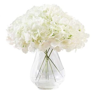 kislohum hydrangea silk flower white 10 heads artificial hydrangea silk flowers head for wedding centerpieces bouquets diy floral decor home decoration with long stems – white