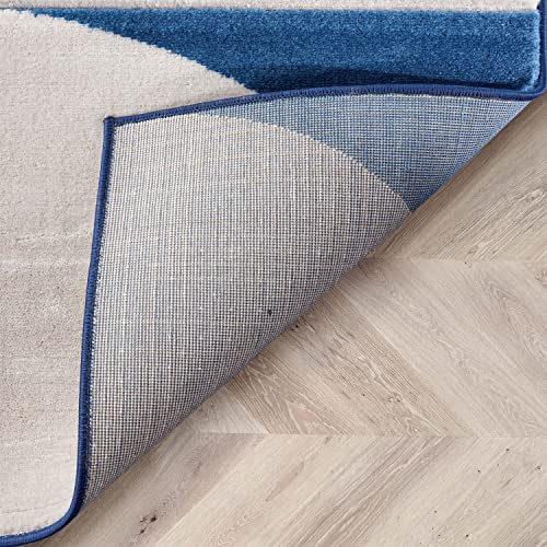 Well Woven Good Vibes Margot Blue Modern Geometric Chevron 5'3" X 7'3" 3D Texture Area Rug